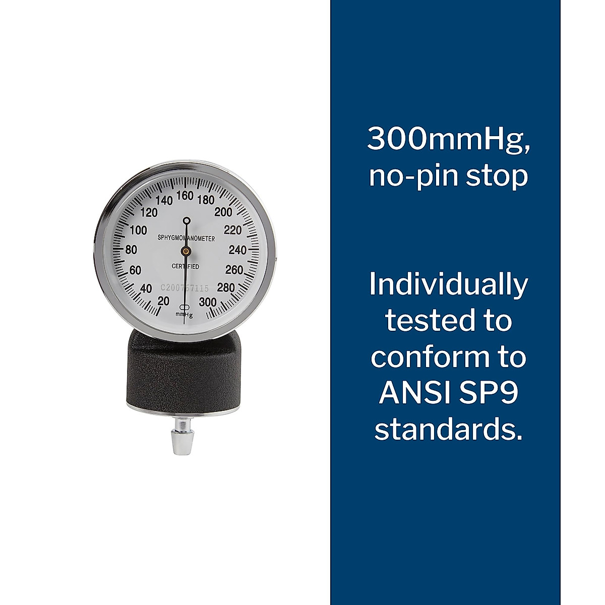 McKesson Blood Pressure Gauge for Standard Aneroid Sphygmomanometers, 300mmHg, No-Pin Stop, 1 Count