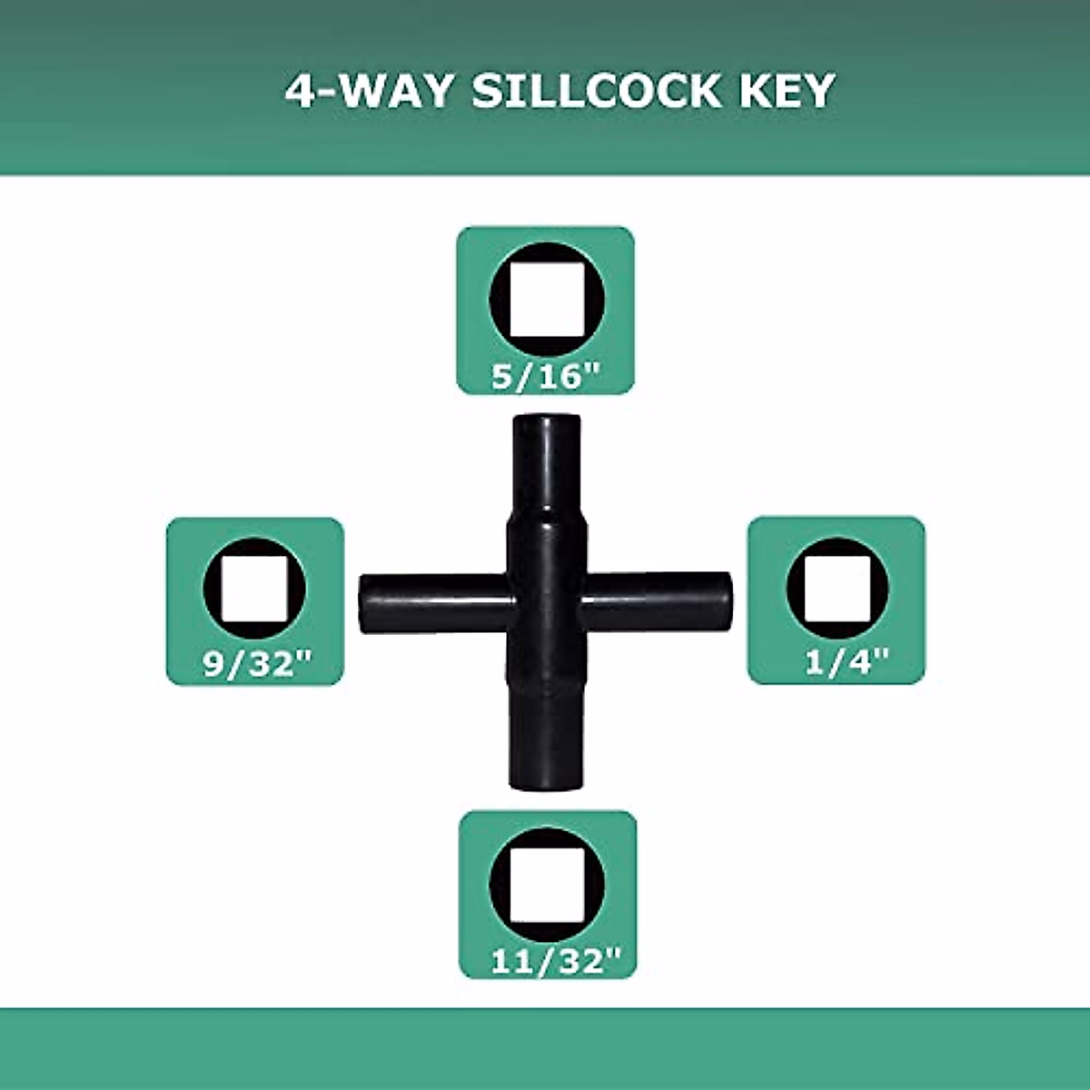 QPURO Water Meter Key 16 inch Kit - Industrial Grade Curb Key Water Shut Off Tool - Includes 4-Way Multi Functional Utility Tool and 4 Way Sillcock Water Key for Valves, Faucets, and Spigots