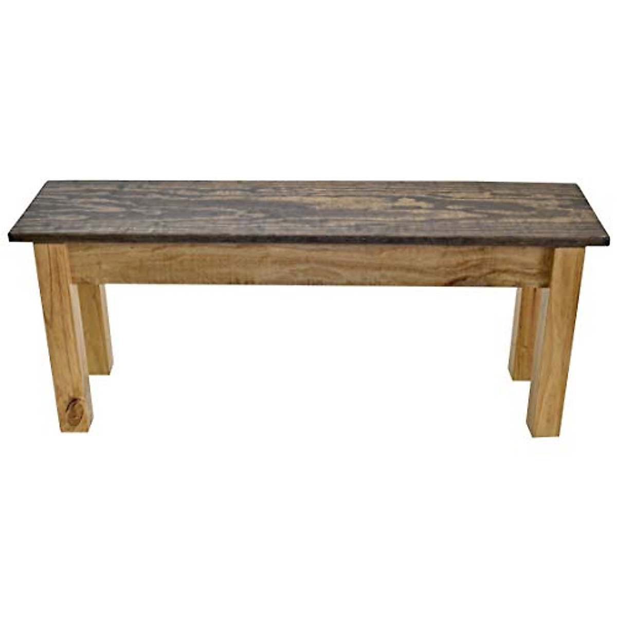 Dark Walnut & Golden Oak Farmhouse Bench