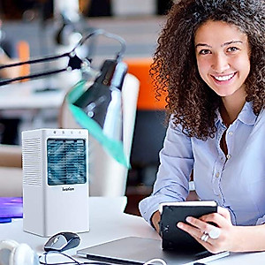 Ivation Personal Mini Air Cooler, Portable USB-Powered Desktop Evaporative Swamp Cooler Fan Humidifier with 2-Speed Fan, 5-Hour Cooling for Home, Office Desktop or Car Up to 21 Sq/Ft