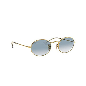 Ray-Ban RB3547N Oval Flat Lens Sunglasses, Gold/Clear Gradient Blue, 51 mm
