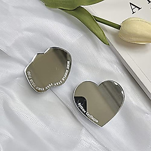 ONLYOU GRIPTOK Phone Grip Korean Grip Tok Mirror Logo Heart Motif Silver Simple Cute Phone Stand Drop Prevention Custom Pair Women's (2)