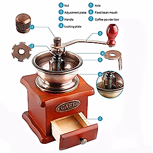 Mini Vintage Hand Cranked Coffee Bean Mill Manual Coffee Grinder for Household Use - Electric and Burr Coffee Grinder Espresso Grinder Manual Coffee Grinder
