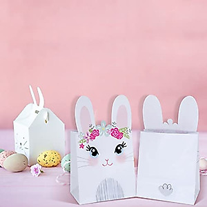 WEEPA 20 Pack Easter Paper Bags for Kids Easter Cute Bunny Paper Treat Bags Party Favor Gift Candy Bags for Birthday Baby Shower