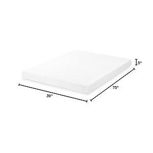 Best Price Mattress 5 Inch Twin Mattress, Cooling Gel Memory Foam Mattress for Kids and Adults, Medium Firm Mattress, Bed-in-A-Box, White