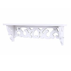 AYNEFY Floating Wall Shelves, Wall-Mounted Pierced Carved Display Holder 13inch Storage Shelves for Home Office Living Room Bedroom Bathroom White