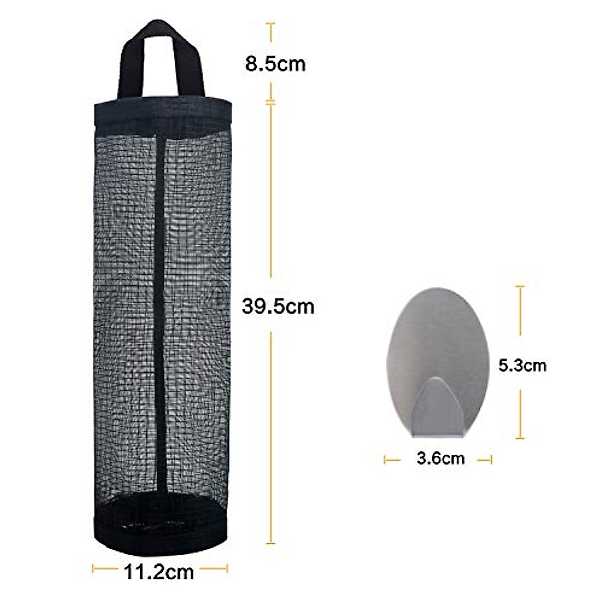 Mesh Garbage Bag Sulimy Plastic Bag Holder Dispensers 2pcs Folding Hanging Storage Bag Trash bags Holder Organizer Recycling Grocery Pocket Containers with 2 Hooks for Home and Kitchen Black