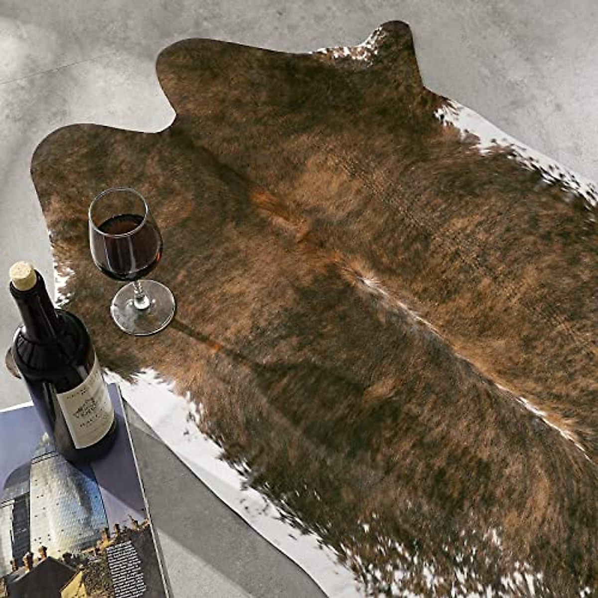 Keeko Faux Cowhide Rug Cute Cow Print Rug, Faux Fur Cow Hide Animal Rugs for Bedroom Living Room Western Home Decor Carpets 2.3x3.6 Feet Saddle Brown