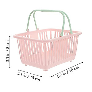 3pcs Small Plastic Shopping Baskets Kids Grocery Baskets with Handles Tiny Organizer Container Bin for Eggs Fruits Veggies Snacks Pink