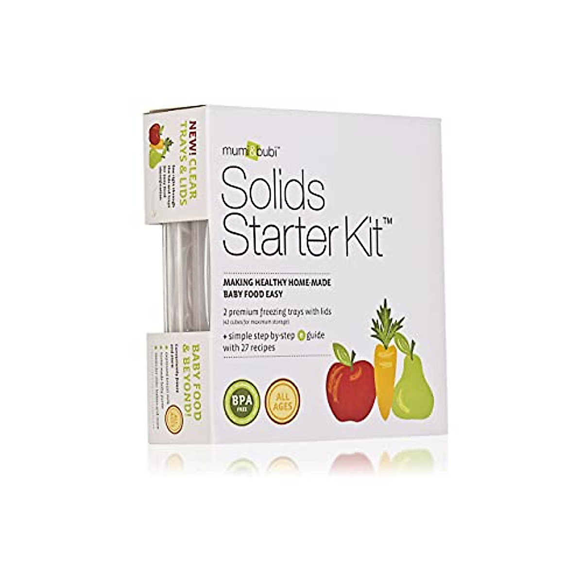 Mumi&Bubi Solids Starter Kit, Two Reusable Baby Food Freezer Storage Trays - Perfect Container for Homemade Baby Food - Each Tray has 21 x 1 oz Cubes, 42 oz Total Capacity