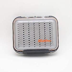 Alichino Fly Box for Fly Files Ice Jig Box Two Sided Waterproof Fly Fishing Box for Nymphs and Streamers (Grey Foam Insert, S 4.9 * 4 * 1.6 Inch)