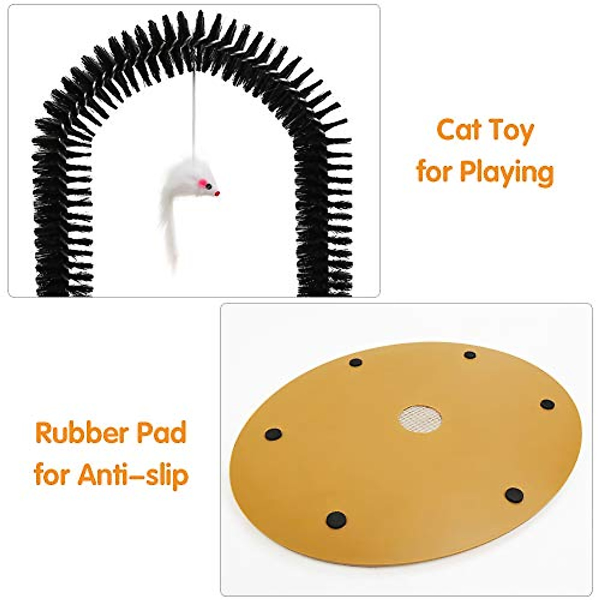 Cat Scratcher,Cat Arch Self Groomer for Indoor Cats,Cat Scratching Post,Pet Face Head Self Grooming Brush,Kitten Hair Massaging Rubbing Brush for Shedding with Bristle & Interactive Hanging Toy