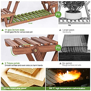 COOGOU Wood Plant Stand Indoor, 6 Tiered Plant Shelf for Multiple Plants RackTriangle , A Shape Corner Flower Pot Holder for Windowsill Patio Balcony Garden Living Room (Retro,Wooden)