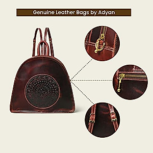 ADYAN Leather Backpack Purses for Women Fashion Ladies Bag Casual Mini Girls Travel Backpacks Bookbag Everyday Use