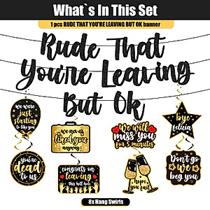 Cocomigo Rude That You're Leaving but Ok Banner Hanging Swirls Going Away Party Decorations Coworker Farewell Decorations Party, Retirement Party Decorations