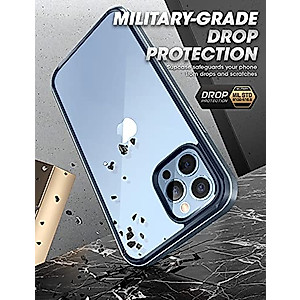 SUPCASE UB Edge Pro Series Case for iPhone 13 Pro Max (2021 Release) 6.7 Inch, Slim Frame Clear Protective Case with Built-in Screen Protector (Cerulean)