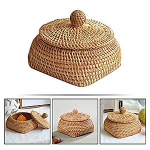 Cabilock Tv Simple Baskets Rattan Basket Holder Cosmetic Vegetable Makeup Lid Shelf Water Shoes Brown Clo Snack for Cube Rustic Hand Serving Organizing Toys Organizer Rectangular Clothes