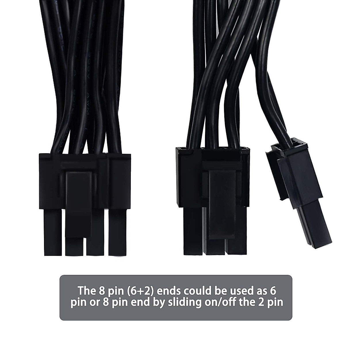 COMeap PCIe Cable for Corsair, ATX CPU 8 Pin Male to Dual PCIe 8 Pin (6+2) Male Power Cable for Corsair Thermaltake ARESGAME Power Supply 25-inch(63cm)