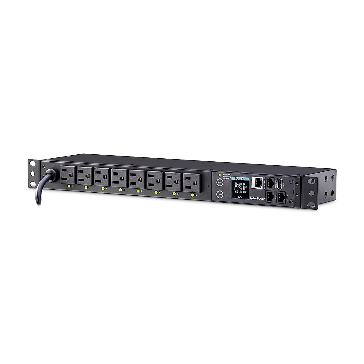 CyberPower PDU41001 Switched PDU, 100-120V/15A (Derated to 12A), 8 Outlets, 1U Rackmount