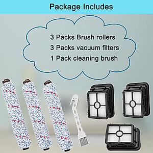 Bvhonwe 6 Pack Replacement Parts Compatible with Bissell CrossWave Vacuum Cleaner, 3 Pack Multi-Surface Brush Roll 1868 ,3 Pack Vacuum Filter 1866,Compare to Part 1608683, 160-8683, 1608684