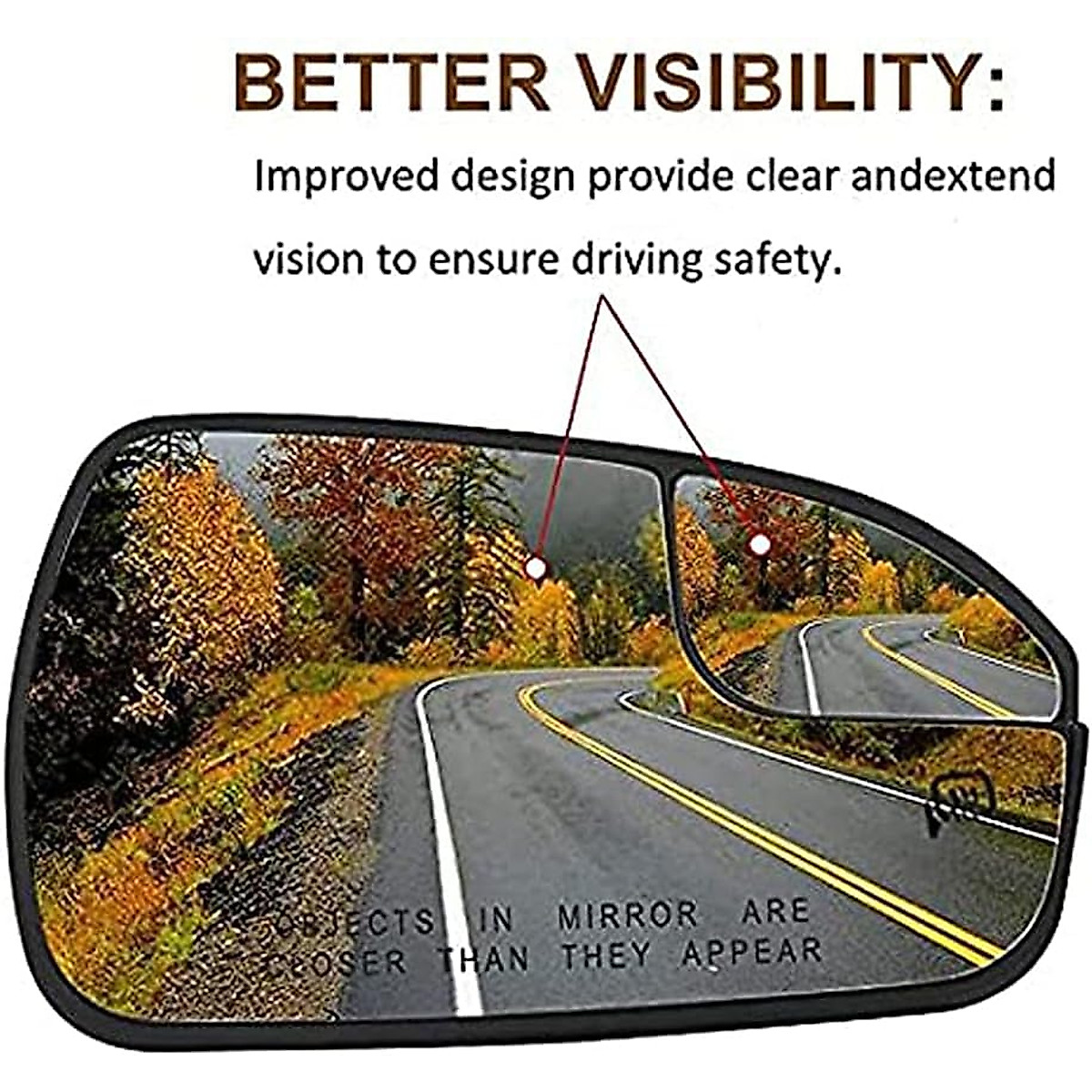 Right Passenger Side Heated Mirror Glass Replacement For 2013-2020 Ford Fusion Side Mirror - for Ford Fusion Passenger Side Mirror Convex Glass With Rear Holder, Replace DS7Z17K707B