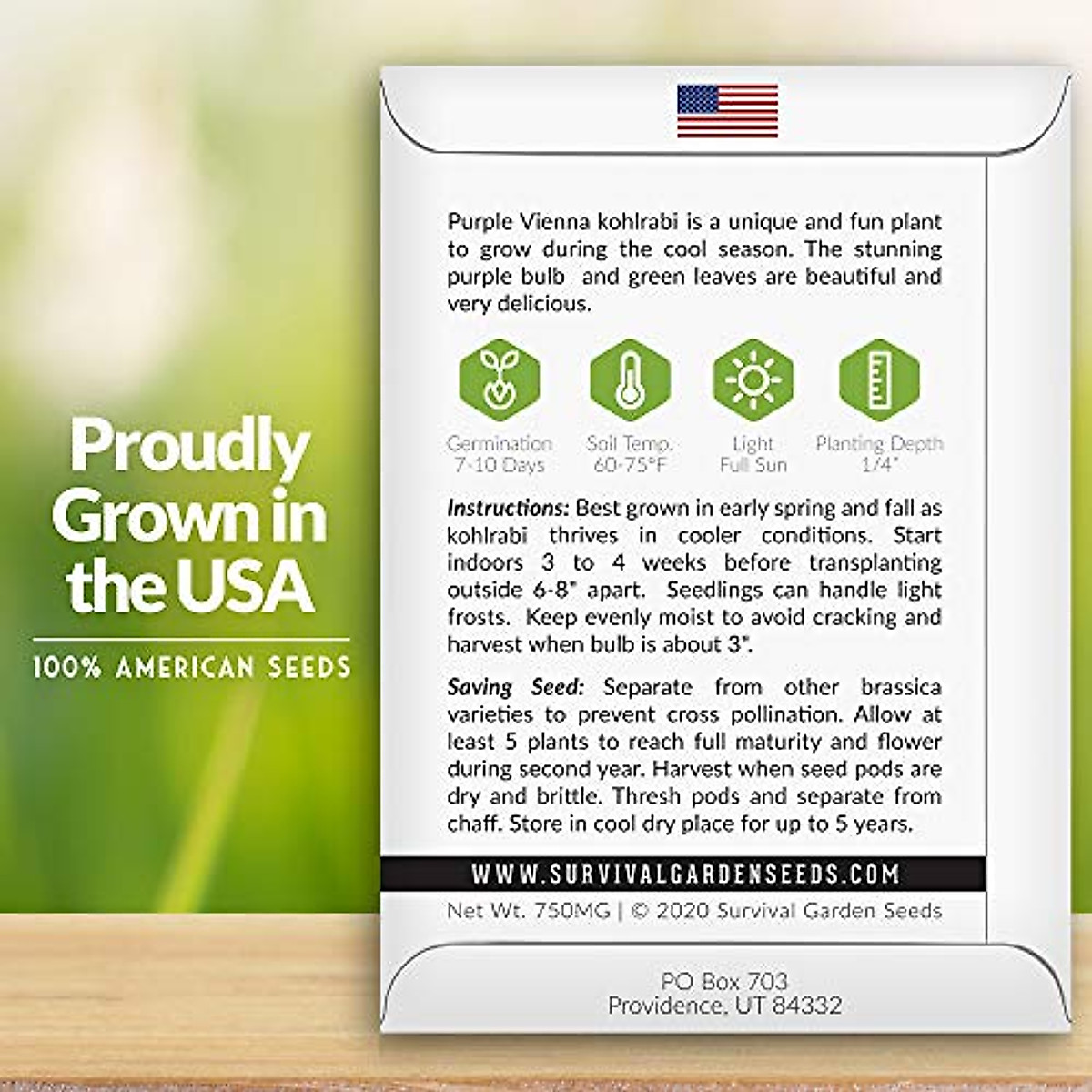 Survival Garden Seeds - Purple Vienna Kohlrabi Seed for Planting - Packet with Instructions to Plant and Grow Unique Cruciferous Vegetables in Your Home Vegetable Garden - Non-GMO Heirloom Variety