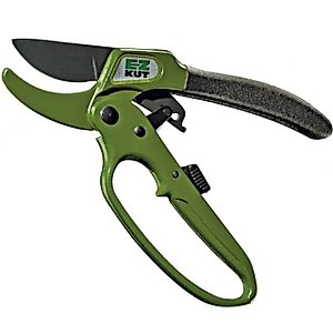 EZ Kut Heavy Duty Pruning Shears Green - Pruners Ratcheting Ratchet Hand Pruner (Green Pruner)