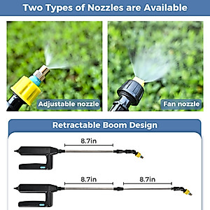 CENCANON 1.35 Gallon Battery Powered Sprayer, Electric Sprayer with USB Rechargeable Handle, Potable Garden Sprayer with Telescopic Wand, 2 Mist Nozzles and Adjustable Shoulder Strap