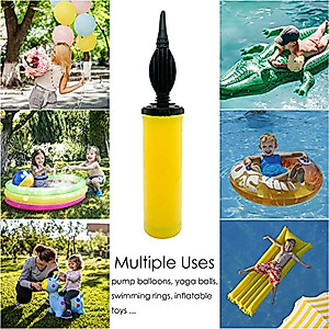 4 Pack Balloon Pump Hand Held for Ballons Inflatable 2-Way Dual Action Inflator Air Pump with 2 Pcs Balloon Tape Strip, 2 Pcs Tie Tools, 2 Pcs Flower Clip, 200 Dot Glue, 2 Rolls Ribbons