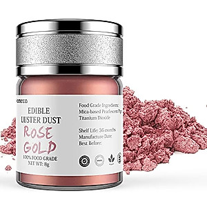 Nomeca Edible Luster Dust, 8 Grams Food Grade Shimmer Gold Cake Dust Metallic Food Coloring Powder for Cake Decorating, Baking, Fondant, Gumpaste, Chocolate, Candy, Drinks, Cookies - Rose Gold