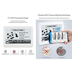 Waveshare 7.5inch NFC e-Paper Eval Kit Bundle with 7.5inch NFC-Powered e-Paper ST25R3911B NFC Board Micro Card 16GB Micro Card Reader USB-A to Micro-B Cable(5 Items)