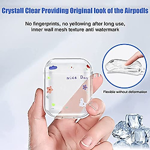 AIIEKZ Compatible with AirPods Case Cover, Kawaii Clear Soft TPU Case with Cute Pendant Keychain for AirPods 1&2 Generation Case for Girls Women (Pink Flower)