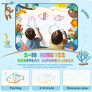 bemece Water Doodle Mat, Aqua Painting Drawing Mat, Mess Free Learning Toy Mat Early Education Gifts for Kids ChildrenToddlers Aged 3 4 5 6 7 Years Old