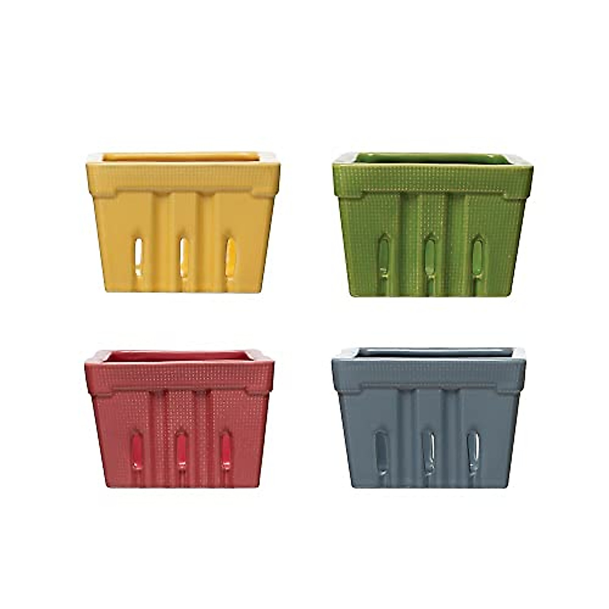 Creative Co-op Stoneware Berry Baskets, Multicolor, Set of 4 (Multicolor2)