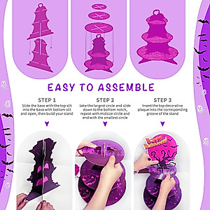 Damanse Halloween Cupcake Stand,3 Tier Cardboard Cupcake Stand Dessert Holder Tower for Halloween Decorations, Halloween Birthday Party Supplies Haunted Decor for Kids (Halloween)