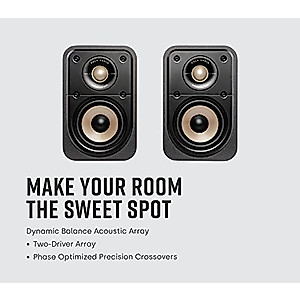 Polk Signature Elite ES20 Bookshelf Speaker - Hi-Res Audio Certified, Dolby Atmos & DTS:X Compatible, 1" Tweeter & 6.5" Woofer, Power Port Technology for Effortless Bass (Pair, Stunning Black)