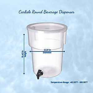 CFS Plastic Round Beverage Dispenser, 5 Gallons, Translucent
