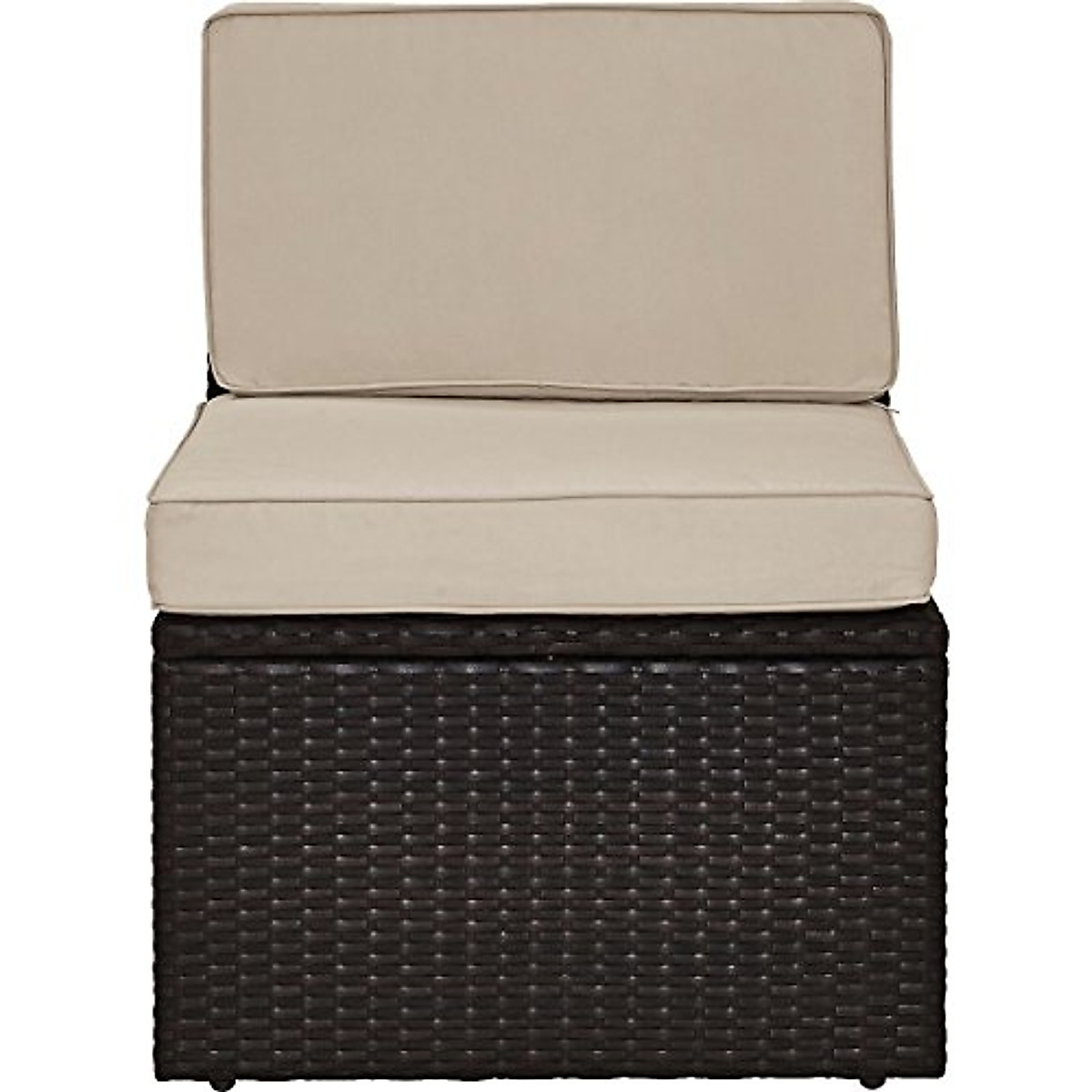 Crosley Furniture KO70090BR-SA Palm Harbor Outdoor Wicker Center Chair, Brown with Sand Cushions