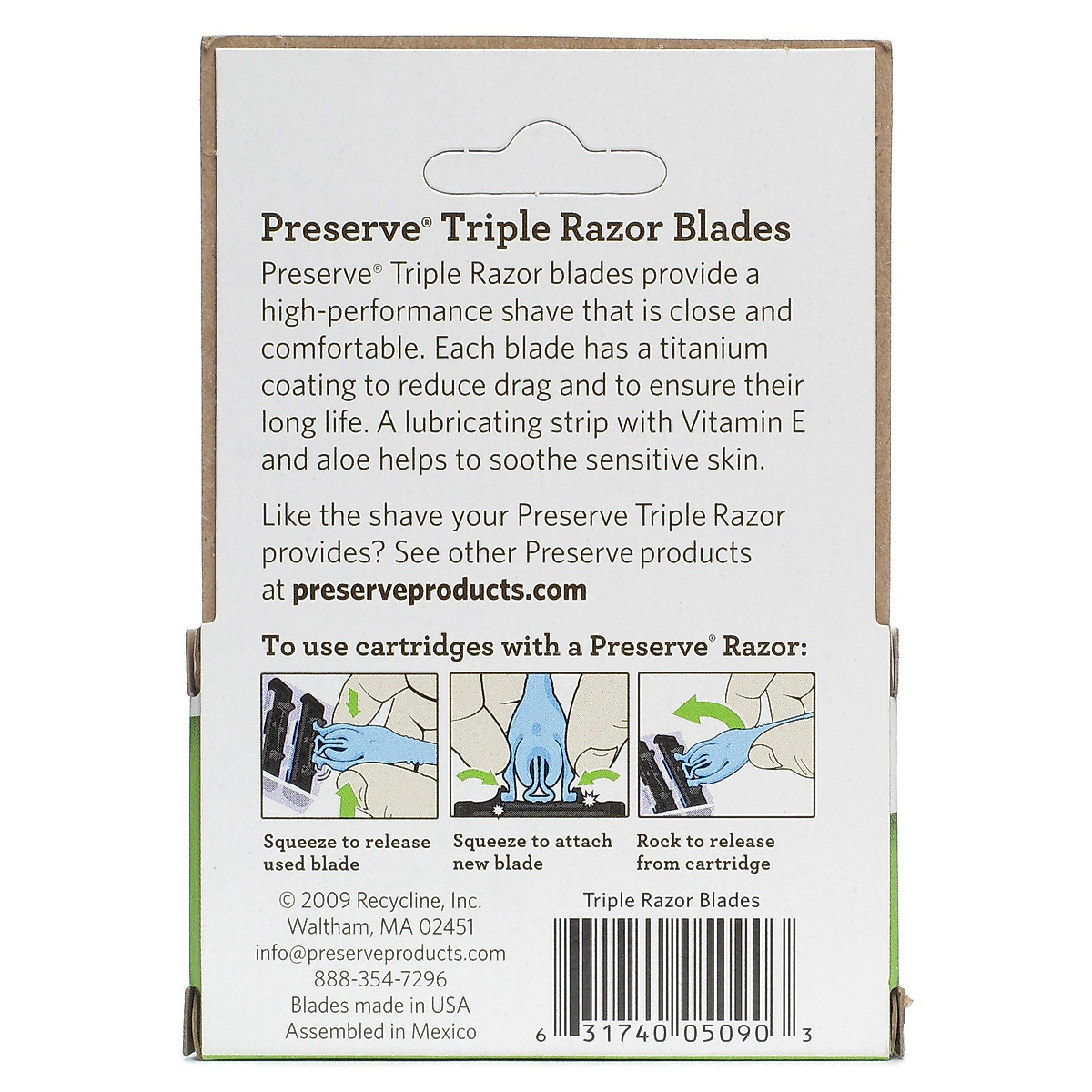 Preserve PRE-5091P2 Triple Razor Replacement Blade44; 4-Pack. This multi-pack contains 2 packs.