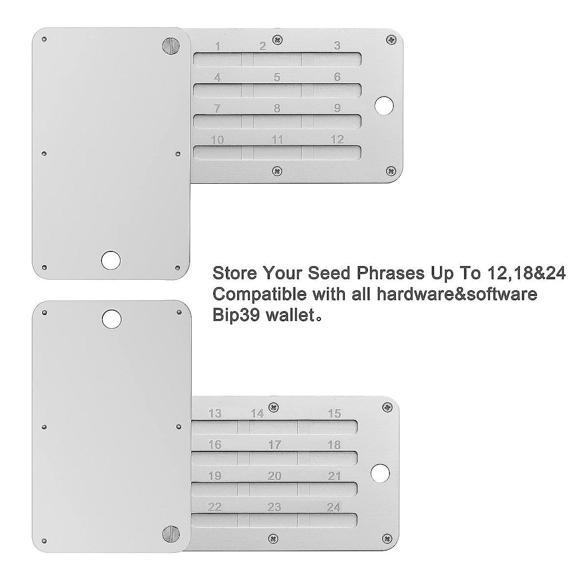 Crypto Wallet,Steel Bitcoin Wallet,Cryptocurrency Seed Backup Cold Storage,Cold Wallet for Crypto Seed Storage,Hardware Wallet,Compatible with KeepKey,Ledger, Trezor,Coldcard, Supports up to 24 Words