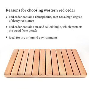 bingaai Cedar Wood Shower Mat, Cedar Wooden Bath Mats, Wood Bath Mat 23.6 × 15.7 in, Shower Stall Mat Non-Slip for Bathroom Bathtub Spa Sauna Garden Home, Wooden Floor Mat Large for Indoor and Outdoor