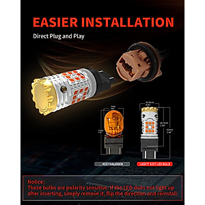 LASFIT 4257 LED Bulbs 4257NA Turn Signal Light for 2022 Maverick Lariat for 2019 2020 2021 2022 F Series Super Bright Daytime Running Light DRL Parking Light Upgrade Blinker Amber Yellow (2 pcs)