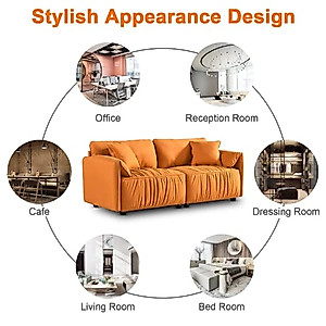 Modern Upholstered loveseat, 75.6" Mid-Century Couch with Hardwood Frame, Large deep seat Sofa with 2 Pillow for Living Room, Bedroom, Office, Apartment, Dorm, Studio