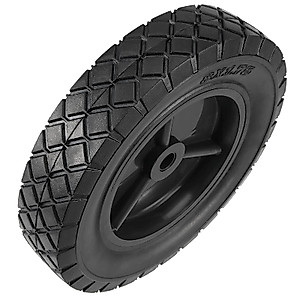 SINJEUN 4 Pack 8 Inch Black Plastic Wheel Replaces Wheel, Flat Free Grill Wheel with 1/2 Inch Axle, Replacement Hand Trucks Tires Lawnmower Wheels, Universal Wheel