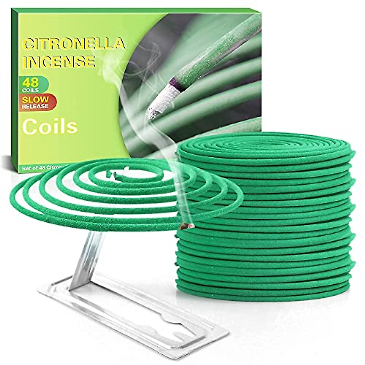 Citronella coils, Citronella Candles for Outdoor Indoor, 48 Coils with 6 x 2.5 oz Candles