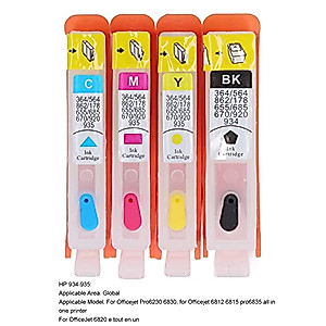 Fafeicy 4PCS Ink Cartridge,Permanent Chip Replacement Refill Ink Cartridge PP for Office (HP 934-935)