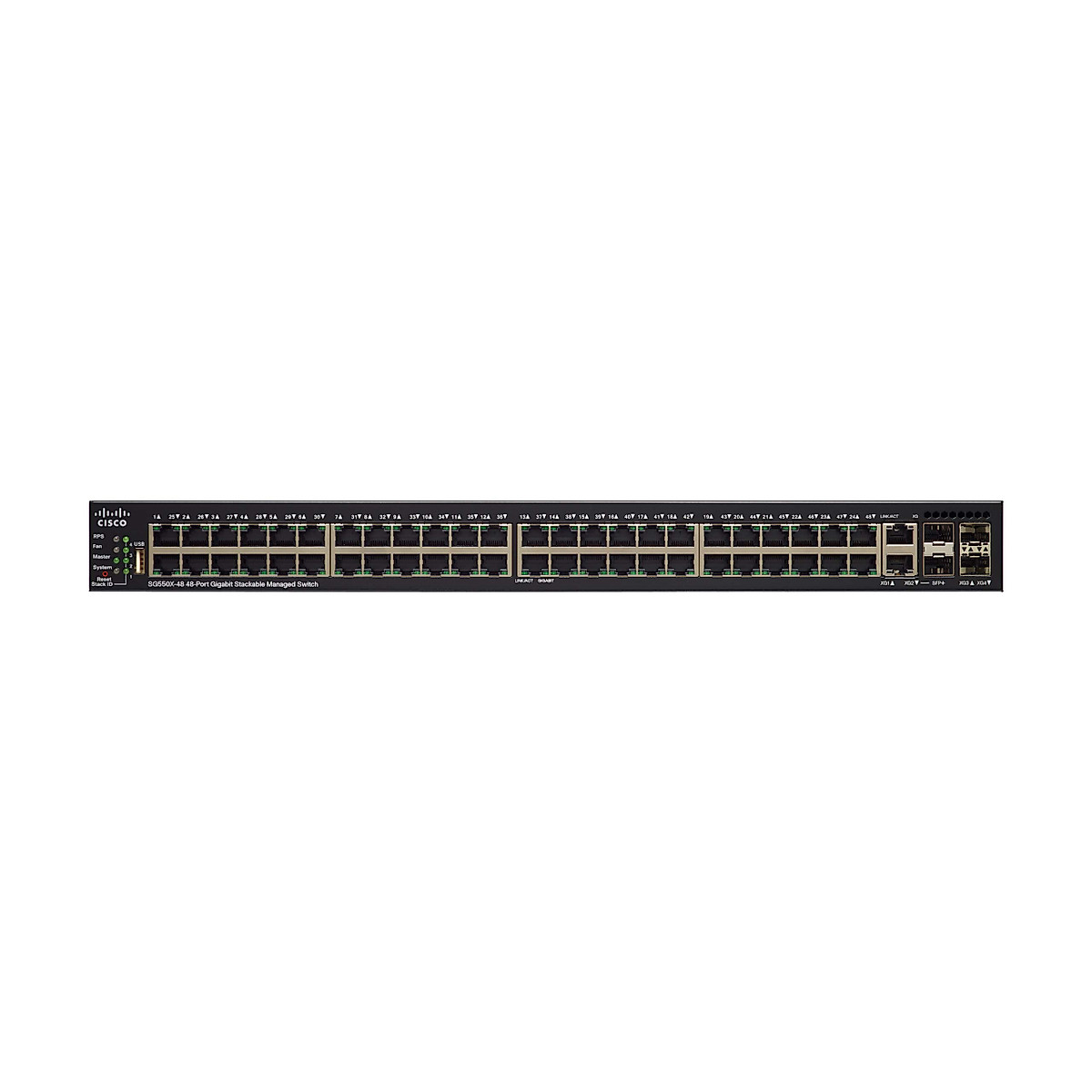 Cisco SG550X-48 Stackable Managed Switch with 48 Gigabit Ethernet (GbE) Ports, 2 x 10G Combo, 2 x SFP+, L3 Dyamic Routing, Limited Lifetime Protection, Black