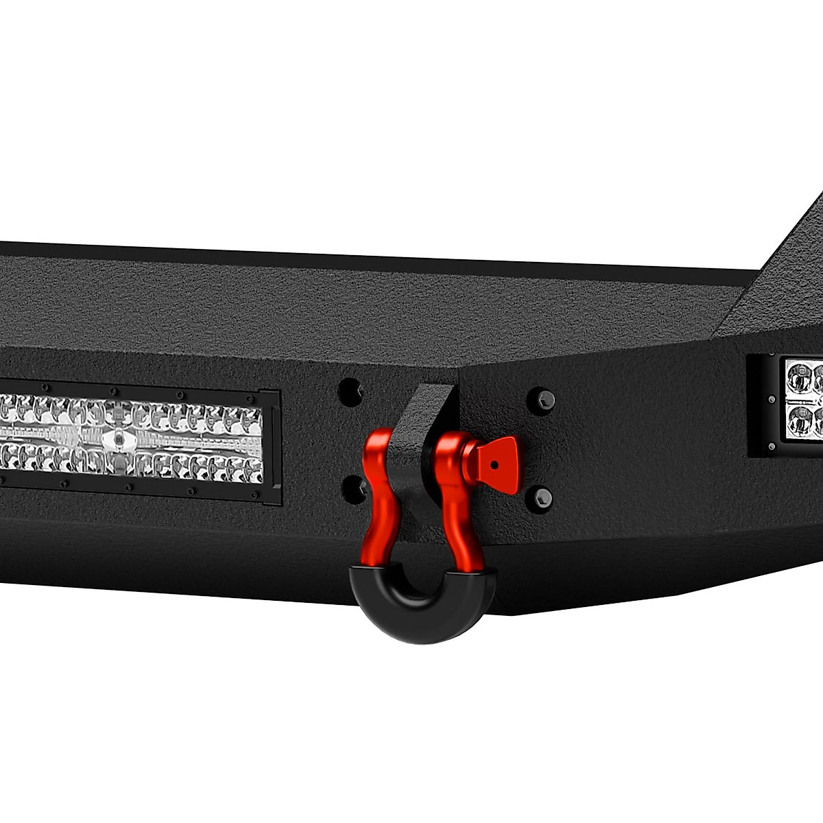 YZONA Full Width Front & Rear Bumper with Spare Tire Carrier Compatible with 2007-2018 Jeep Wrangler JK JKU Unlimited with Paintable Armor, LED Lights, License Plate Bracket, Hitch Receiver & D-rings