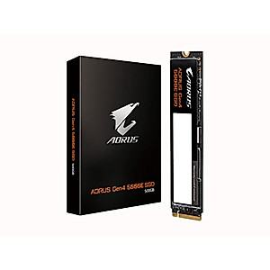 GIGABYTE AORUS Gen4 5000E SSD 500GB PCIe 4.0 NVMe M.2 Internal Solid State Hard Drive with Read Speed Up to 5000MB/s, Write Speed Up to 3800MB/s, AG450E500G-G