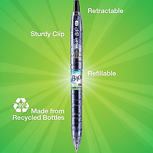 PILOT B2P - Bottle to Pen Refillable & Retractable Rolling Ball Gel Pen Made From Recycled Bottles, Fine Point, Blue G2 Ink, 12-Pack (31601)